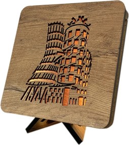 Li-Go "Tančící dům" lampa 19x19 cm provedení povrchu: ořech