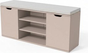 Botník bílý se sedákem PORTA, 103 x 30 x 46 cm - béžový