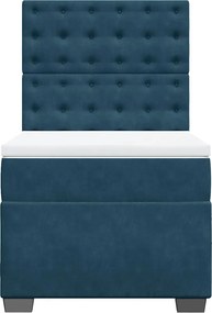 Box spring postel s matrací modrá 100 x 200 cm samet 3293150