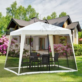 Gartenpavillon Pavillon Festzelt Partyzelt wetterfest Zelt mit Moskitonetz Metall + Polyester Cremeweiß 3 x 3 m