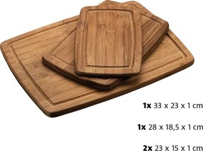 Sada bambusových krájecích desek, 3 ks v různých rozměrech