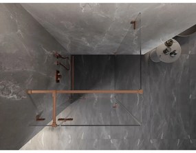 Mexen Lunar T, sklápěcí sprchový kout levý 120 x 120 cm, 8mm čiré sklo, profil měděná matná, 834T-120-120-65-00-L
