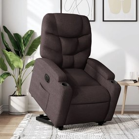 Elektrické zvedací polohovací křeslo tmavě hnědé textil 3204625