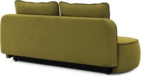 Zelená/tmavě zelená sametová rozkládací/s úložným prostorem dětská pohovka 210 cm Saga – Ropez