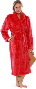 Huňatý červený župan s límcem Lilly 21 20 3551 - S