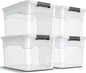 Juskys Plastové úložné boxy s víkem Velikost sady: 6 ks, Objem: 30 L