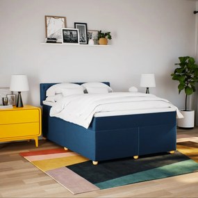 Box spring postel s matrací modrá 160x200 cm textil 3289044