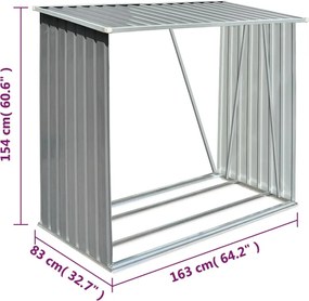 vidaXL Zahradní kůlna na dříví pozinkovaná ocel 163x83x154 cm [47091] Barva: Šedá
