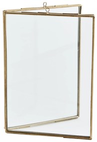 MADAM STOLTZ Skleněný dvojrámeček Iron & Glass, zlatá barva, čirá barva, sklo, kov