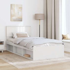 Rám postele s čelo Bílá 100 x 200 cm Masivní borové dřevo 3410636