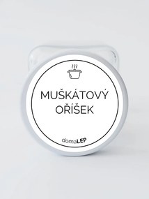 Samolepka na kořenky MUŠKÁTOVÝ OŘÍŠEK bílá 5 cm základní písmo