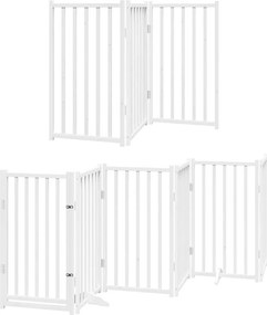 Zábrana pro psy s dvířky skládací 9 panelů bílá 450 cm topol 3155706