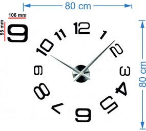 Moderní nalepovací nástěnné hodiny | 3D hodiny 12S053-Wanduhr HEU-
