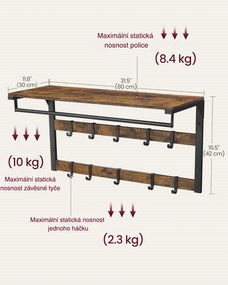 Předsíňový věšák Houseland Plunge hnědý/černý