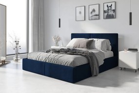 Čalouněná postel HILTON 160x200cm výklopná tmavě modrá