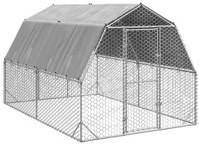 Výběh pro slepice se střechou 2,5x4x2,25 m pozinkovaná ocel 3328521