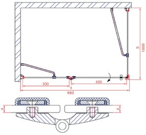 Gelco Sprchové dveře otočné pro montáž s boční stěnou - sklo čiré š. 100 cm, v. 190 cm, GL1110