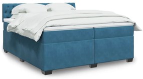 Box spring postel s matrací modrá 200 x 200 cm samet 3288712