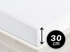 Froté napínací prostěradlo na vysokou matraci FR-031 Bílé 180 x 200 - výška 30 cm