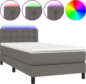 vidaXL Box spring postel s matrací a LED 90x200 cm umělá kůže [3134205] Barva: cappuccino