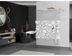 Mexen Kioto, sprchová zástěna Walk-In 130 x 200 cm, 8mm čiré sklo bílý vzor, ​​měděný matný profil, 800-130-002-65-85