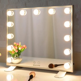 MMIRO, Hollywoodské zrcadlo make-up bez rámu L613, 50 x 42 cm | stříbrná