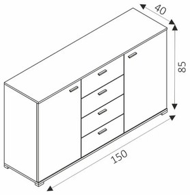 MAXIVA Komoda - PK150, dub sonoma