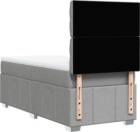 Box spring postel s matrací světle šedý 100 x 200 cm textil 3291586
