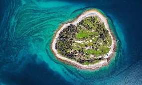 Umělecká fotografie Top aerial view of desert island,, rusm, (40 x 24.6 cm)