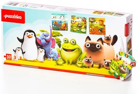 Puzzlika 12985 Oblíbená zvířátka 3 v 1 - puzzle 3 obrázky 50 dílků