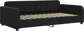 Válenda s přistýlkou a zásuvkami černá 100 x 200 cm samet 3197012