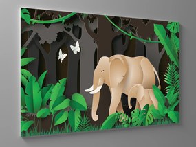 Liox Obraz papírová koláž sloni Rozměr: 150 x 100 cm
