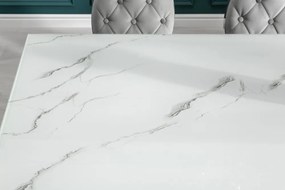 Designový jídelní stůl Rococo 180 cm stříbrný - vzor mramor