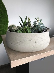 Dekorační miska PERA, sklolaminát, Ø 27 cm, béžová