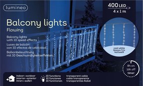 světelný závěs na balkon okna 420 Led s programátorem Studená bílá 4 m