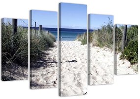 Obraz na plátně pětidílný Písečná tráva na mořské pláži - 150x100 cm