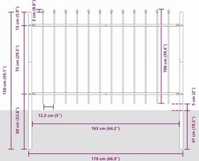 vidaXL Zahradní plot Woerden s kopím nahoře ocelový 170 x 100 cm [144925] Barva: Černá