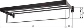 Nástěnný věšák na ručníky HANDY 60x22 cm, černý