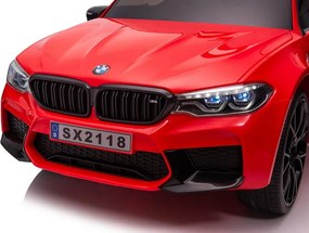 LEAN CARS Elektrické autíčko BMW M5 s rodičovskou platformou červené lakované