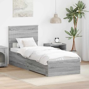 Rám postele Šedý Sonoma a stříbrná 75 x 190 cm Kompozitní dřevo 3410963