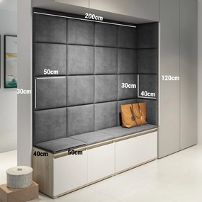 Eka Předsíňová stěna s čalouněnými panely Trinity 3 - Sonoma / Béžová 2304