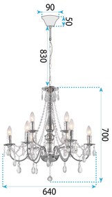 Toolight Závěsné osvětlení Retro D75 EBT016-9CP chrom