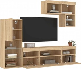 vidaXL 6dílná obývací stěna s LED kompozitní dřevo [3216733] Barva: dub sonoma