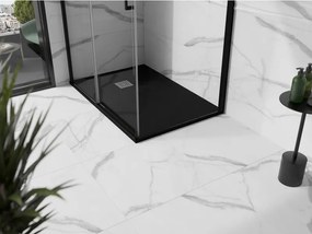 Mexen Stone+, obdélníková vanička z minerálního kompozitu 100 x 80 cm, černá matná, 44708010