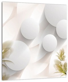 Obraz - 3D kruhy s květinami (30x30 cm)