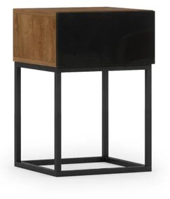 Noční stolek Avorio 40 40 x 40 cm, Dąb Artisan, Czarny Mat hnědé dřevo