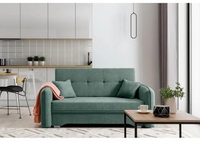 Zelená žinylková rozkládací/s úložným prostorem pohovka 155 cm Laine – ELTAP