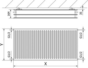 Mexen CH30 Hygienický deskový radiátor 500 x 600 mm, boční připojení, 778 W, černý - W430H-050-060-70