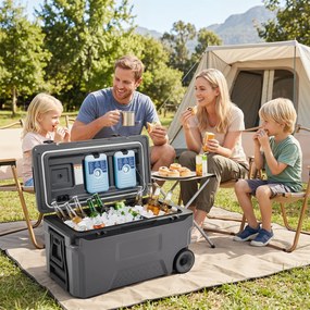 Costway Chladicí box 50 L Velký termobox z plastu s kolečky a madlem – šedá