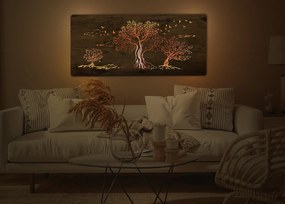 Li-Go "Tři olivy" světelný obraz s baterií 120x60cm varianta: ovládání na obraze bez dálkového ovladače, provedení: dub světlý